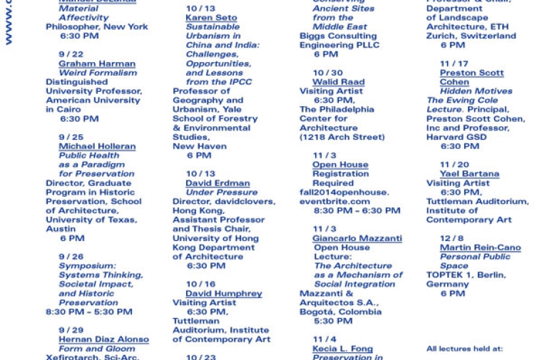 PennDesign Fall 2014 Lecture Series Announced | Weitzman PennDesign Fall 2014 Lecture Series Announced | Weitzman